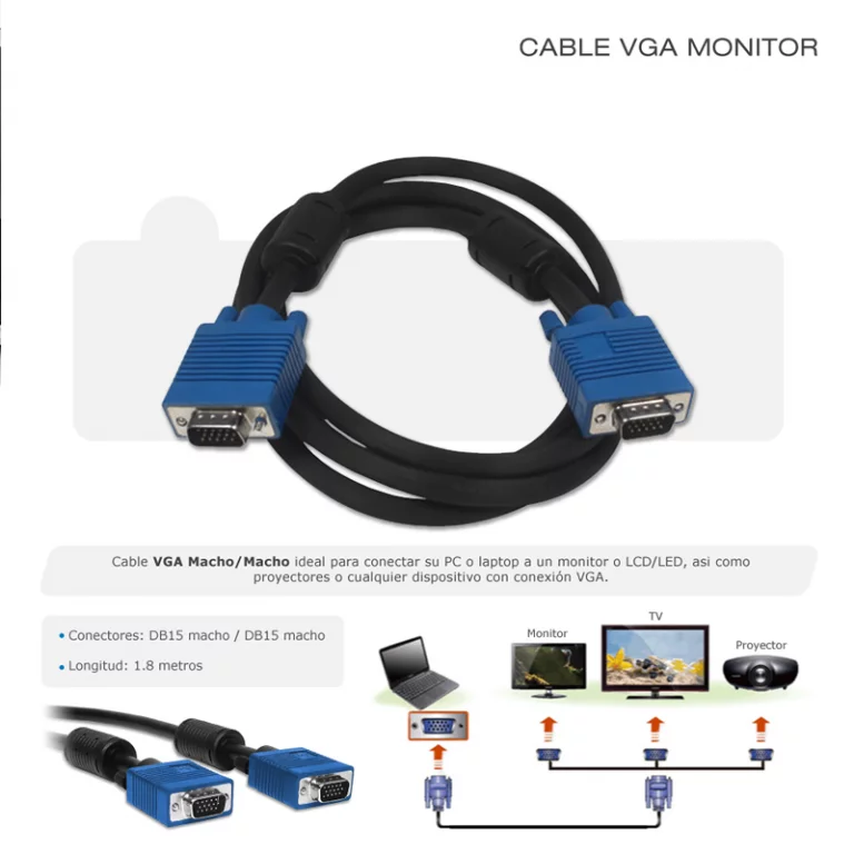 Cable VGA para Proyector 7.5 mts, Color Negro - ELECTRÓNICA GUATEMALA OXDEA