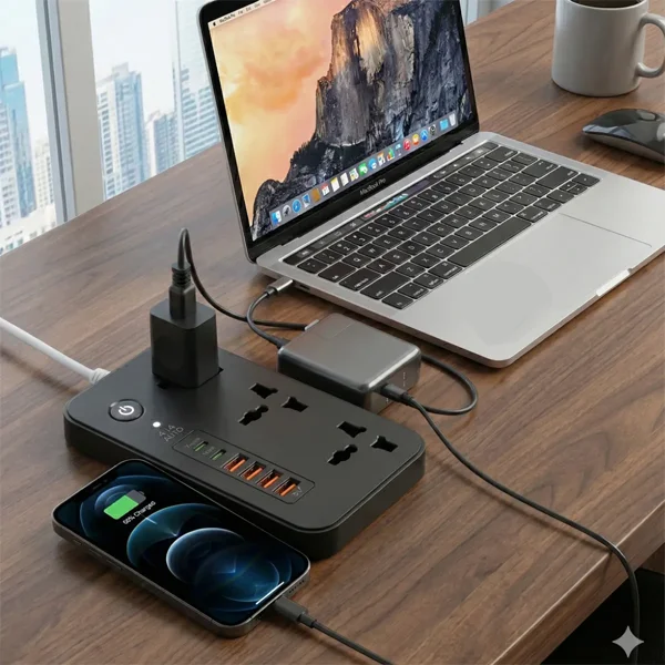 Extensión con Puertos Universales y Puertos USB Tipo A y Tipo C, Color ...
